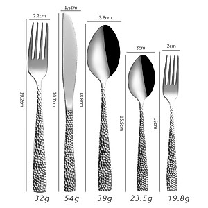 35-Piece Hammered Silverware Set, Stainless Steel Flatware Set for 7, Food-Grade Tableware Cutlery Set, Utensil Sets for Home Restaurant, Mirror Finish, Dishwasher Safe