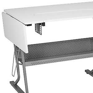 Sew Ready Eclipse Hobby and Sewing Machine Table - White Sewing Table with Gray Storage Drawers + Large Lower Shelf - Can Also Be Used as Computer Desk