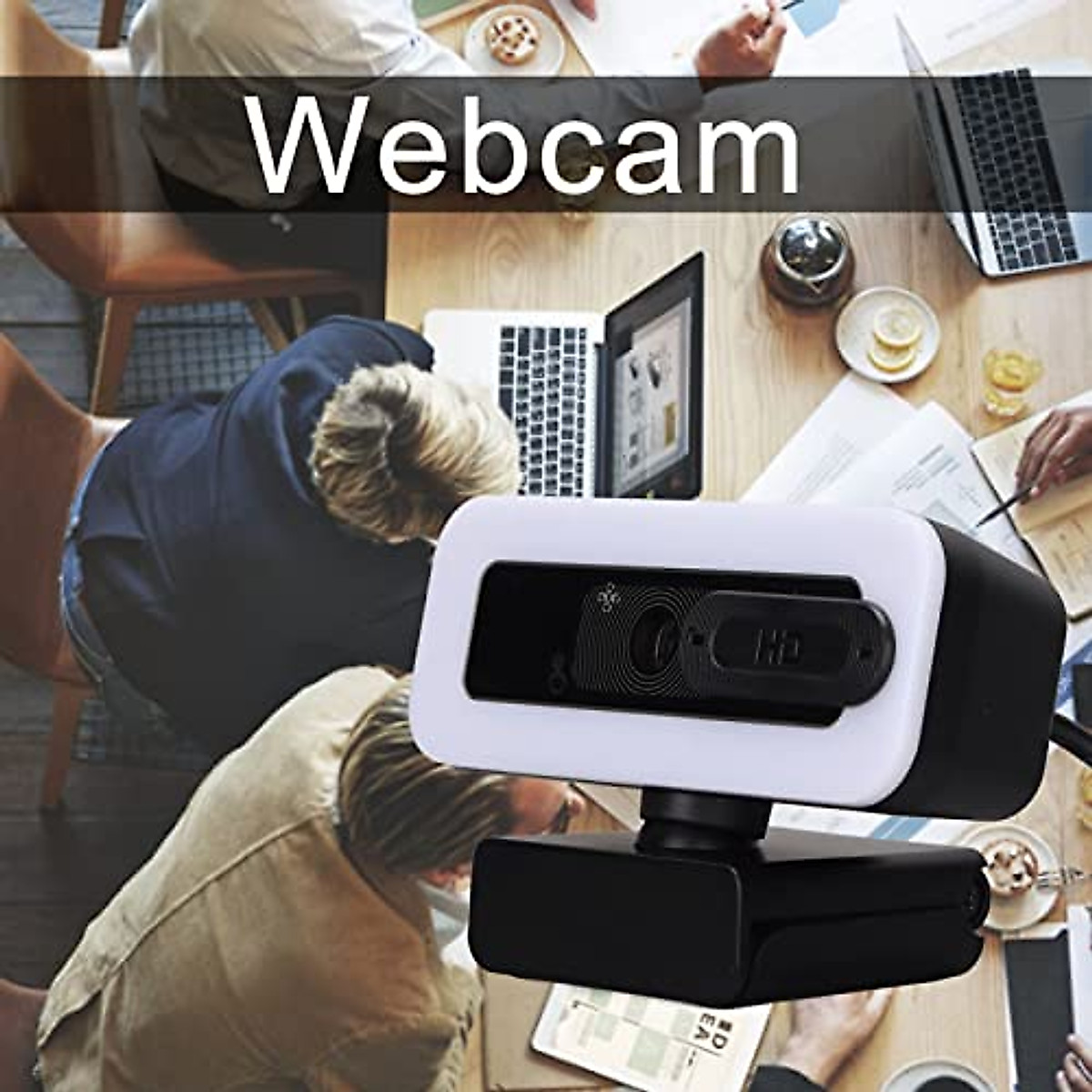 Webcam, Lighting Adjustment Autofocus Built in Microphone USB Web Computer Camera with Cover for Teaching Video Conferencing Plug and Play Hd Webcam for Pc Mac Laptop Desktop