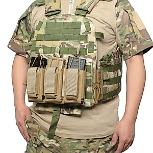 Molle Mag Pouch Open Top Triple Magazine Pouch Holder for M4 M16 AK AR Glock M1911 92F 9mm Kangaroo Rifle Magazines and Pistol Mag Pouch (Triple-Tan)