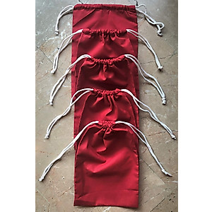 Reusable Eco friendly RED COLOR Cotton Thick Double Drawstring Muslin Bags "premium quality"-25 count pack (8 x 10)