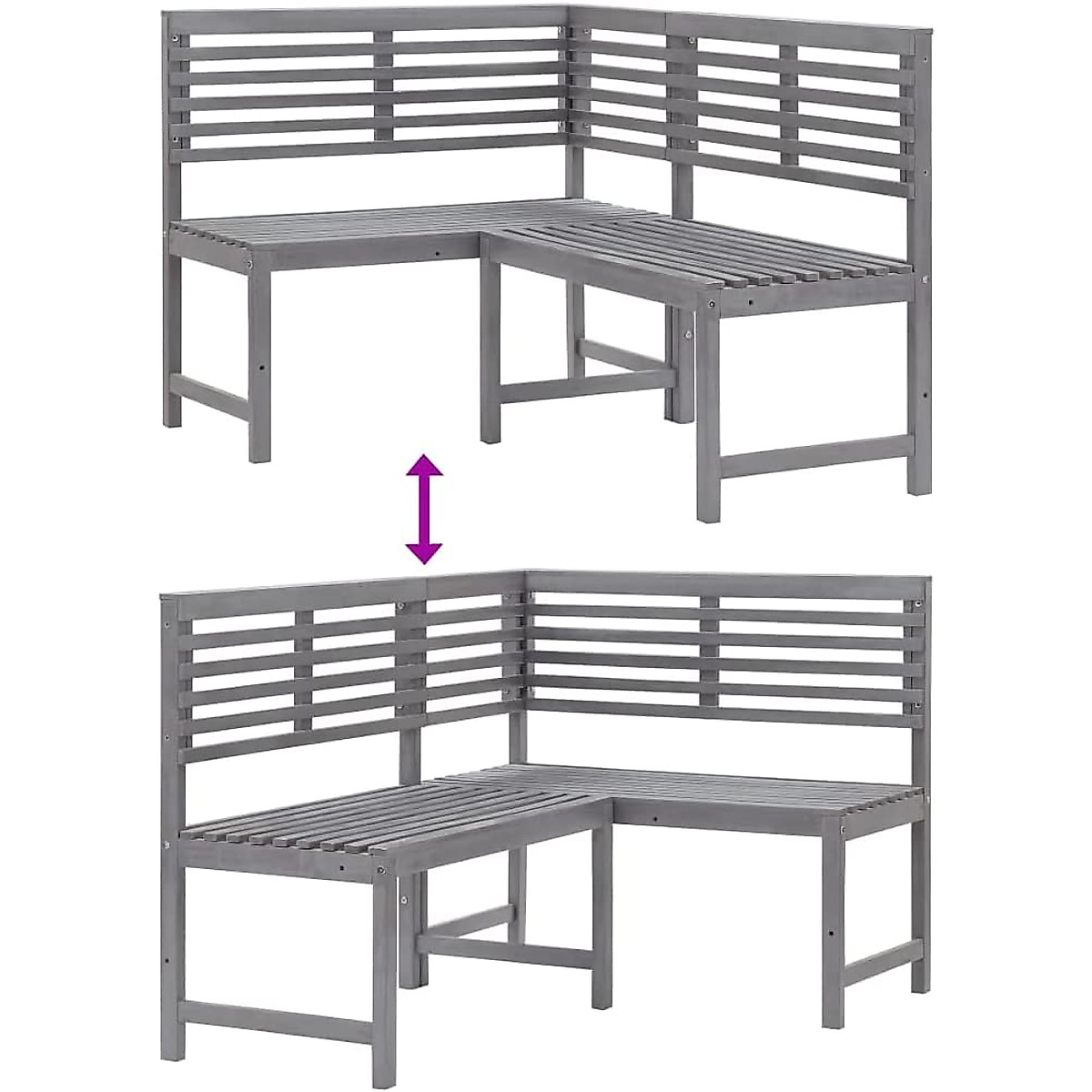 vidaXL Solid Acacia Wood Patio Corner Bench Garden Outdoor Terrace Yard Balcony Furniture Wooden Modern Lounge Bench Seating Seat 55.1"