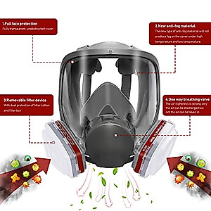 Full Face Reusable Respirаtor Mask - Organic Gas Dust Chemical Respirator w/Extra Filters for Paint Sprayer, Woodworking, Painting, Machine Polishing, Welding, Epoxy Resin and Other Work Protection