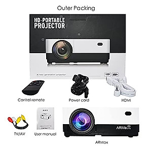 Video Projector, ARMAX Movie projector with Full HD 1080P & 170'' Display Supported,Protable Projector for Outdoor & Indoor with 40000 hrs LED Lamp Life,Compatible with TV Stick,HDMI,VGA,USB