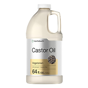 Horbäach Castor Oil 64oz | for Hair, Eyelashes & Eyebrows | Hexane Free & Cold Pressed | Vegetarian, Non-GMO