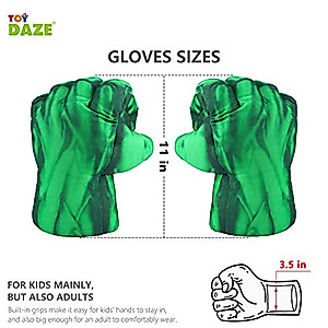 Toydaze Incredible Smash Fists Punching Gloves Plush Hands Stuffed Pillow Handwear, Kids Cosplay Costumes Gloves, Superhero Toys for Boys, Toddlers, Birthday, Halloween, Green