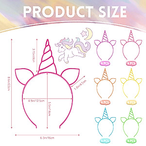 Zddaoole 24 Pcs Unicorn Headbands Unicorn Birthday Party Favors,Plastic Hairbands for Girls,Headware Accessories for Party Supplies Gift,Teens Toddlers Children