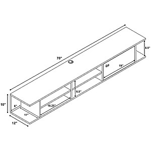 Prepac Wall Mounted Media Console with Door, Drifted Gray and White