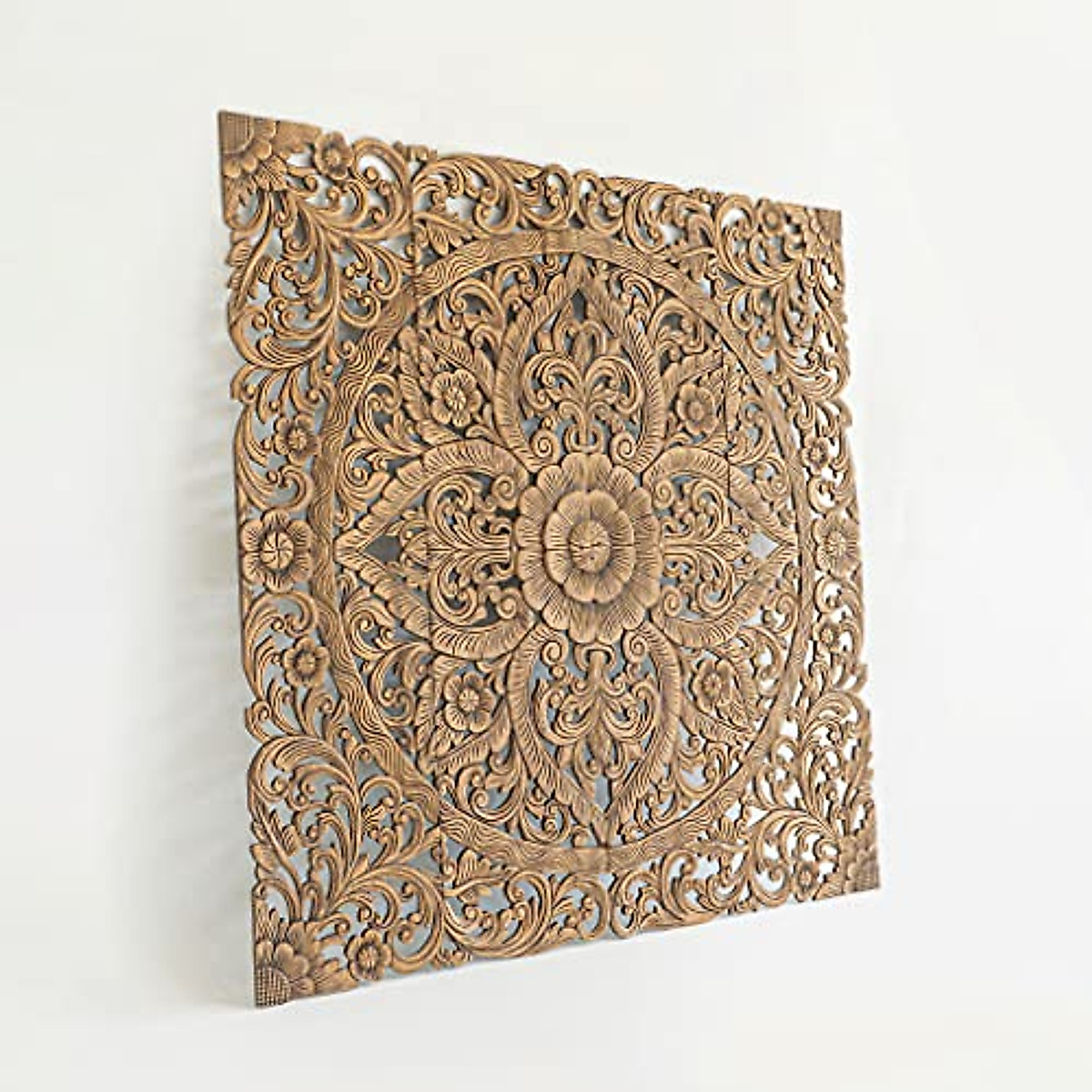 Balinese Hand Carved King Size Bed Headboard Reclaimed Wooden Panels Artwork Handmade Painted in Chiang Mai Thailand 72 Inches