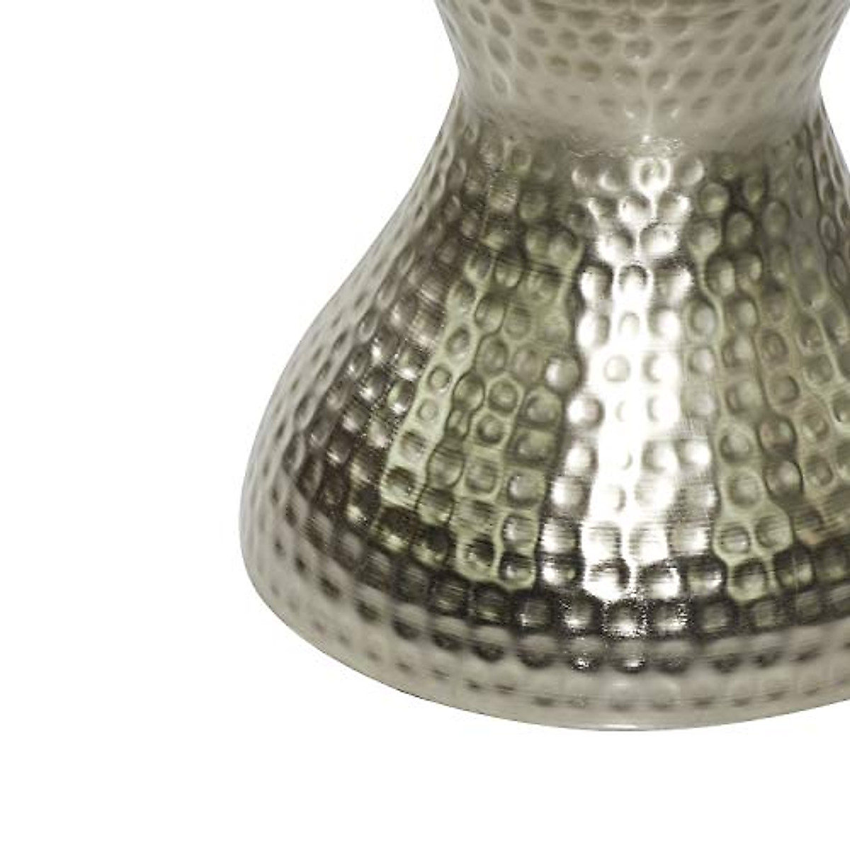 Deco 79 Metal Hammered Accent Table with Hourglass Shape, 14" x 14" x 18", Silver