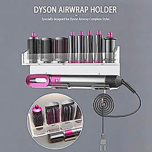 HeyMoonTong Storage Holder for Dyson Airwrap Complete Styler, Transparent Acrylic Wall Mount Bracket Stand Storage Rack Organizer for Dyson Airwrap Attachments, Space Organizer for Bathroom Bedroom Washroom