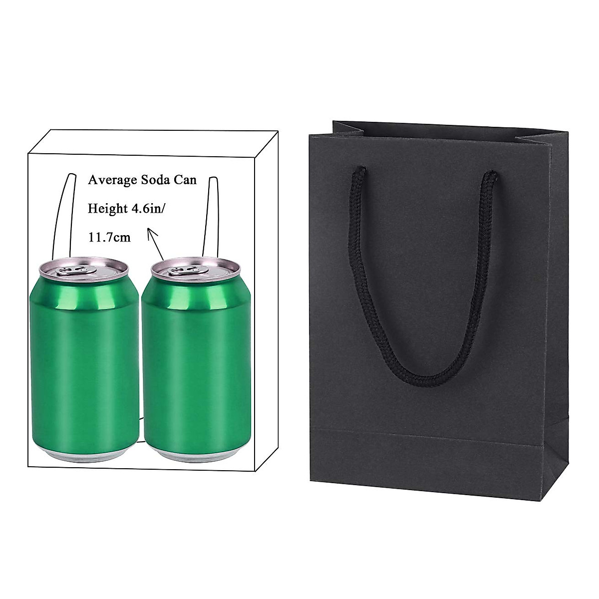 driew Gift Bags Black 50 Pack, Black Paper Gift Bags with Cotton Handle 5x2x7.5 inches Party Gift Bags