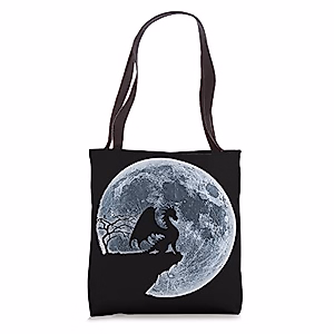 Dragon Halloween Costume Moon Silhouette Creepy Tote Bag
