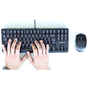 CHERRY G80-3000N RGB TKL, French layout, AZERTY keyboard, wired keyboard, mechanical gaming keyboard, MX SILENT RED SWITCHES, black