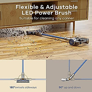 WELOV Cordless Vacuum Cleaner, S30 Stick Vacuum with 30KPa Powerful Suction, 350W Lightweight Vacuum, Up to 45 Mins Runtime, Detachable Battery with 2500mAh, for Hard Floor Pet Hair