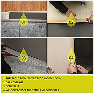 DAILISEN Self Adhesive Vinyl Flat Floor Transition Trim Strip,Wood Floor Gap Cover Strips,for Laminate,Wood to Vinyl,Door,Floor Gap Cover and Joining.Wood Grain,78.7in L x 1.57in W