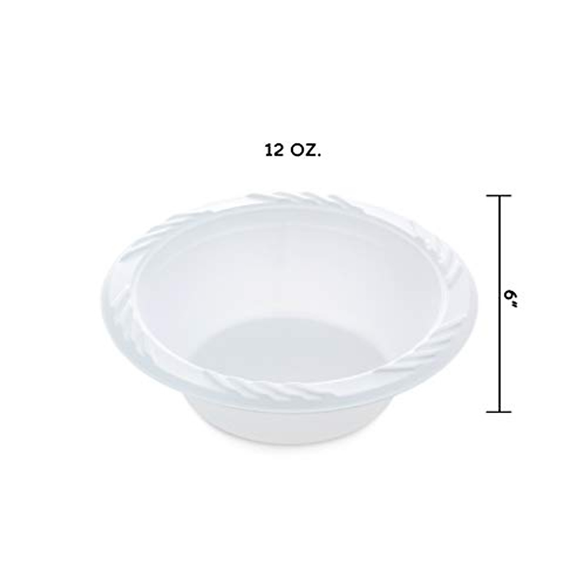 White 12 oz. Plastic Bowls - 100 Count(styles may vary)