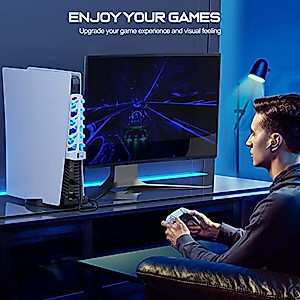EUROA Cooling Fan, Efficient Cooling System with 5200RPM Cooling Fans&LED Light Compatible with Playstation 5, Upgrade Accessories Cooler Fan Cooling Fan for PS5 Console Disc&Digital Edition, USB Hub