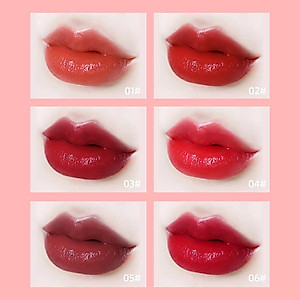 6 Colors Lip Tint Stain Set，Korean Lip Gloss Lip Tint Stain Plumping Mini Liquid Lipstick，Multi-use Lip and Cheek Tint，Long lasting Non-Stick Cup Waterproof，High Pigment, Vivid Color, Lip Color Makeup
