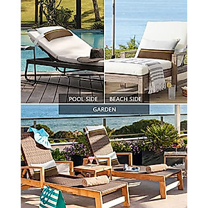 Prime Leader Recliner Head Pillow Ledge Loungers Chair Pillows with Insert Geometric Modern Art Yellow Stripes White Brown Lumbar Pillow with Adjustable Strap Outdoor Waterproof Patio Pillows, 2 PCS