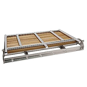 HYDDNice 26"x16" Wall Mounted Teak Folding Shower Seat Bench Bathroom Stool Solid Wood Fold Down & 316 Stainless Steel Accessories