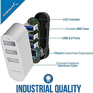 SABRENT Premium 3 Port Aluminum Mini USB 3.0 Hub [90°/180° Degree Rotatable] (HB-R3MC)