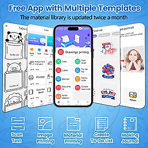 DOLEWA Sticker Printer Mini Print Pod with 13 Rolls Paper Portable Note Printer Compatible with iOS/Android/Tablet, Thermal Printer for Study Notes, DIY, Journal, Label, Memo, Photos (White)