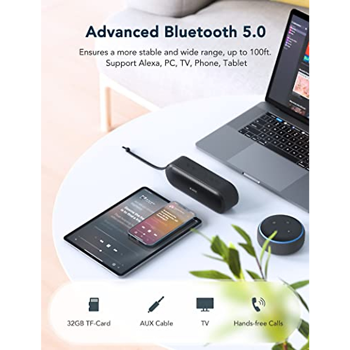 LENRUE 2022 Upgraded Portable Bluetooth Speakers, IPX7 Waterproof Wireless Speaker with 20W Stereo Sound, Rich Bass, 20H Playtime, Built-in Mic, TF Card Port, Outdoor Speaker for Party Pool Camping