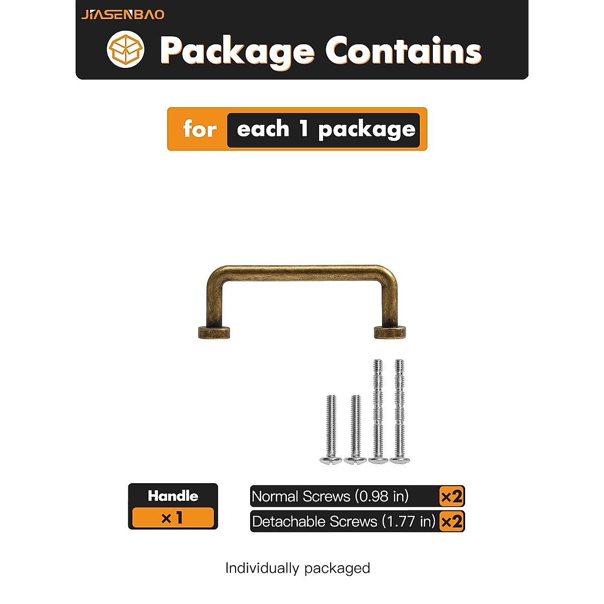 JIASENBAO 2 Pack Antique Brass Cabinet Bar Pulls 3" Hole Center Classic Vintage Retro Drawer Handles Kitchen Cupboard Bathroom Dresser Cabinet Hardware