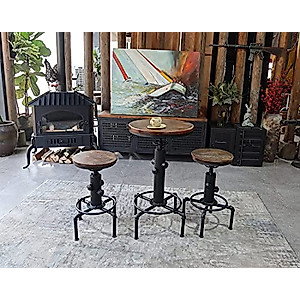 FUBIRUO Kitchen Table Set, 3 Piece Pub Table Set, Modern Round bar Table and Stools for 2, Bistro Bar Height Table Industrial Bar Stools Height Adjustable Easy Assemble for Kitchen Dining