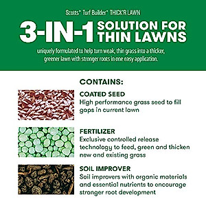 Scotts Turf Builder THICK'R LAWN Grass Seed, Fertilizer, and Soil Improver for Bermudagrass, 1,200 sq. ft., 12 lbs.