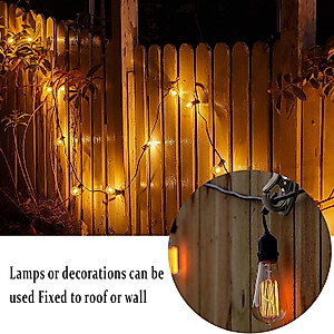 Lewufe Outdoor String Lights Hooks, Screw Hooks for Hanging Christmas Lights, Light Hanger Hooks for Patio Lights, Light Wire and Plants - Black, 20 Pack
