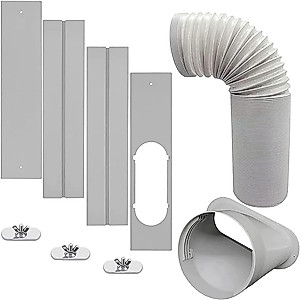 GOZFLVT Portable Air Conditioner Windows Vent Kit with 5.9” Exhaust Hose Window Seal Kit for Portable Air Conditioner, Adjustable Sliding Window Kit Plate for AC Unit Suitable for 5.9”/15 CM AC