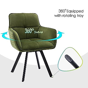 ONEVOG Olive Green Swivel Office Chair, Aesthetic Desk Chair with Upholstered Back Support, Velvet Cozy Task Chair for Computer, Home, Apartment, Office, Dressing Room