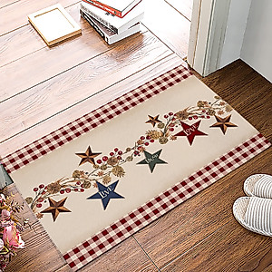 Live Laugh Love Red Buffalo Checkered Plaid, Bathroom Shower Mat Doormat Non Slip,Floor Rug Absorbent Carpets Floor Mat Home Decor for Kitchen Bedroom Rug, 16"X 24"