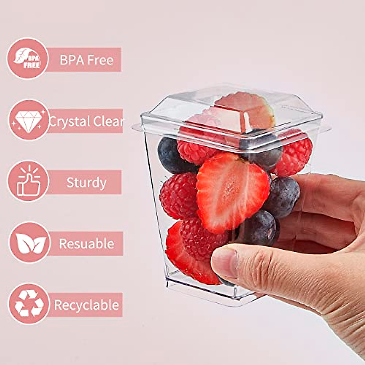Zezzxu 50 Pack 5 oz Dessert Cups with Lids and Spoons, Plastic Parfait Cups with Lids Clear Mini Dessert Cups with Spoons for Party Appetizers Yogurt Fruit Trifle Mousse Pudding