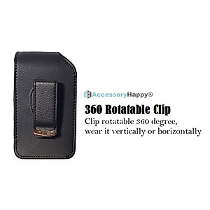 AH Small Vertical Leather Pouch with 360 Rotating Clip, Holster Flip Phone Case Belt Clip Holder Fits LG B470 Kyocera Cadence LTE Alcatel Go Flip/MyFlip FLIP Palm Phone and Most Flip Phones