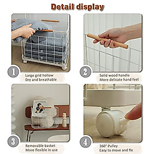 Double Layer Clothes Storage Cart, Rolling Laundry Basket Cart,Detachable Laundry Basket, Multi-layer Storage Basket, Home Bathroom Folding Storage Rack, Kitchen Shelf Fruit Rack