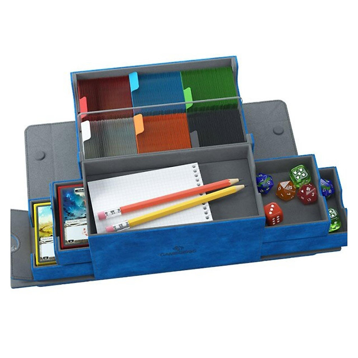 Gamegenic Game's Lair 600+ Convertible Deck Box | Double-Sleeved Card Storage | Premium Card Game Protector | Nexofyber Surface | Holds up to 600 Cards | Blue Color | Made, Various,GGS20087ML