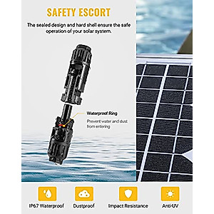 BougeRV 12 PCS Solar Connectors with Spanners Solar Panel Cable Connectors 6 Pairs Male/Female(10AWG)