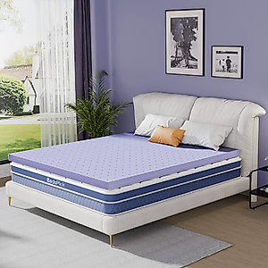 BedsPick 2 Inch Gel Infused Memory Foam Mattress Topper, Twin XL, Ventilated and Breathable, Purple