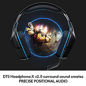 Logitech G432 Wired Gaming Headset, 7.1 Surround Sound, DTS Headphone:X 2.0, Flip-to-Mute Mic, PC (Leatherette) Black/Blue