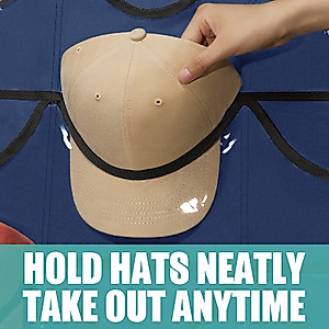 Hat Rack for Baseball Caps 27 Pockets - Hat Organizer Hanging Over The Door Baseball Hat Storage for Closet Wall - Visible Hat Holder With 3 Hooks Hat Holder Hanger for Baseball Cap & Sport Caps