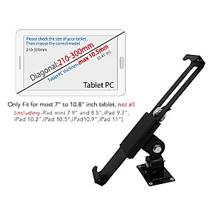 WeSTRUGGLE Tablet Wall Mount Holder with Lock and Key, Rotate Design Arbitrary Adjustment,Multi Angle,Bracket for Most 8 to 10.4 Inch,and for iPad Air &10.2,10.9,Pro 11 Galaxy tab,and More (Black)