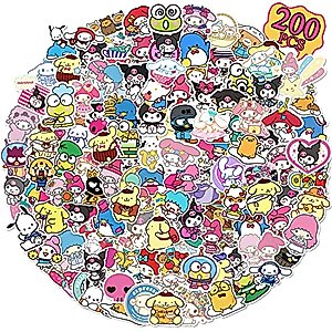 200Pcs Kawaii Stickers for Kids Teens Adults,Cartoon Cute Stickers for Girls,Vinyl Water Bottle stickers Waterproof,Laptop,Luggage,Phone,Scrapbook Stickers Pack for Classroom Reward Birthday Gifts Aesthetic Party Favor