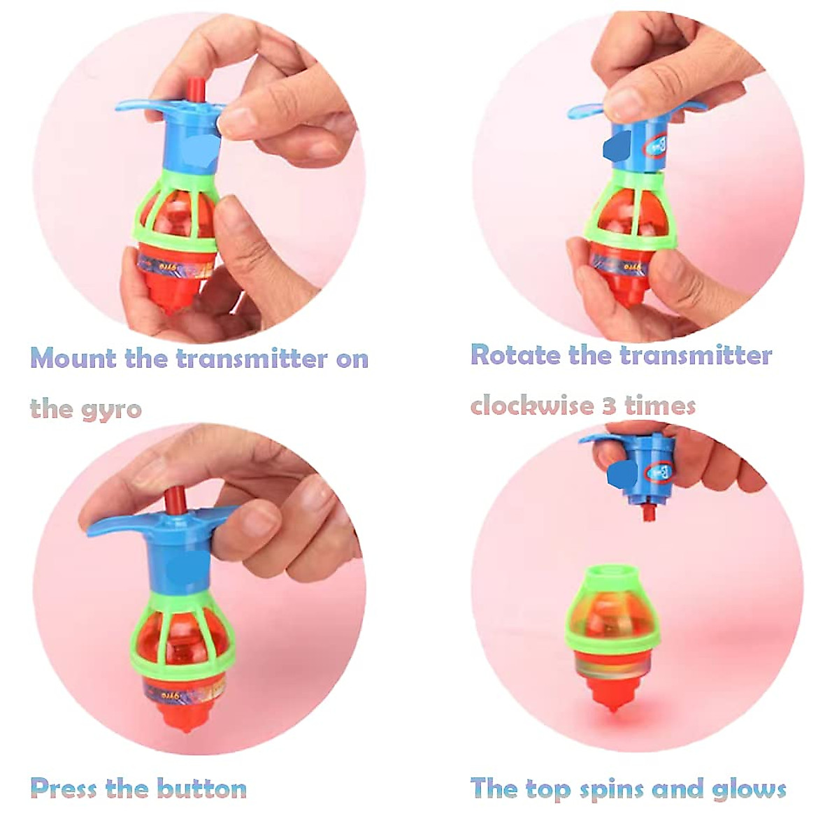 9Pack LED Light Up Spinning Tops with Gyroscope, LED Flashing Spinning Toys for Kids, Party Favors Goodie Bag Fillers Glow Dark Party Supply Bulk Toys