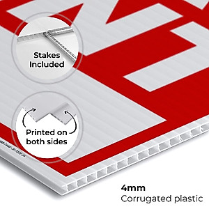 Sigo Signs, for Rent Sign, (2 Pack) Double Sided 18x24 Inches, Corrugated Plastic with Metal H Stake, Made in USA