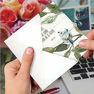 The Best Card Company Thank You Greeting Card w/ 5 x 7 Inch Envelope (1 Card) Scripture Birds C7108ETYG