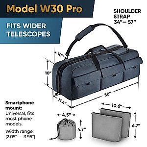 bagmate Multipurpose Telescope Bag – Shock-Absorbent Telescope Carrying Case with Adjustable Shoulder Strap and Extra Storage – Water Repellent (30 Inches) - Compatible with Celestron Telescope