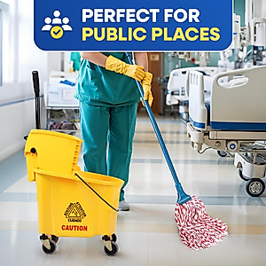 35-Quart Yellow Side-Press Mop Bucket and Wringer Combo on Wheels for Commercial Use Perfect for Professional Industrial Business Household